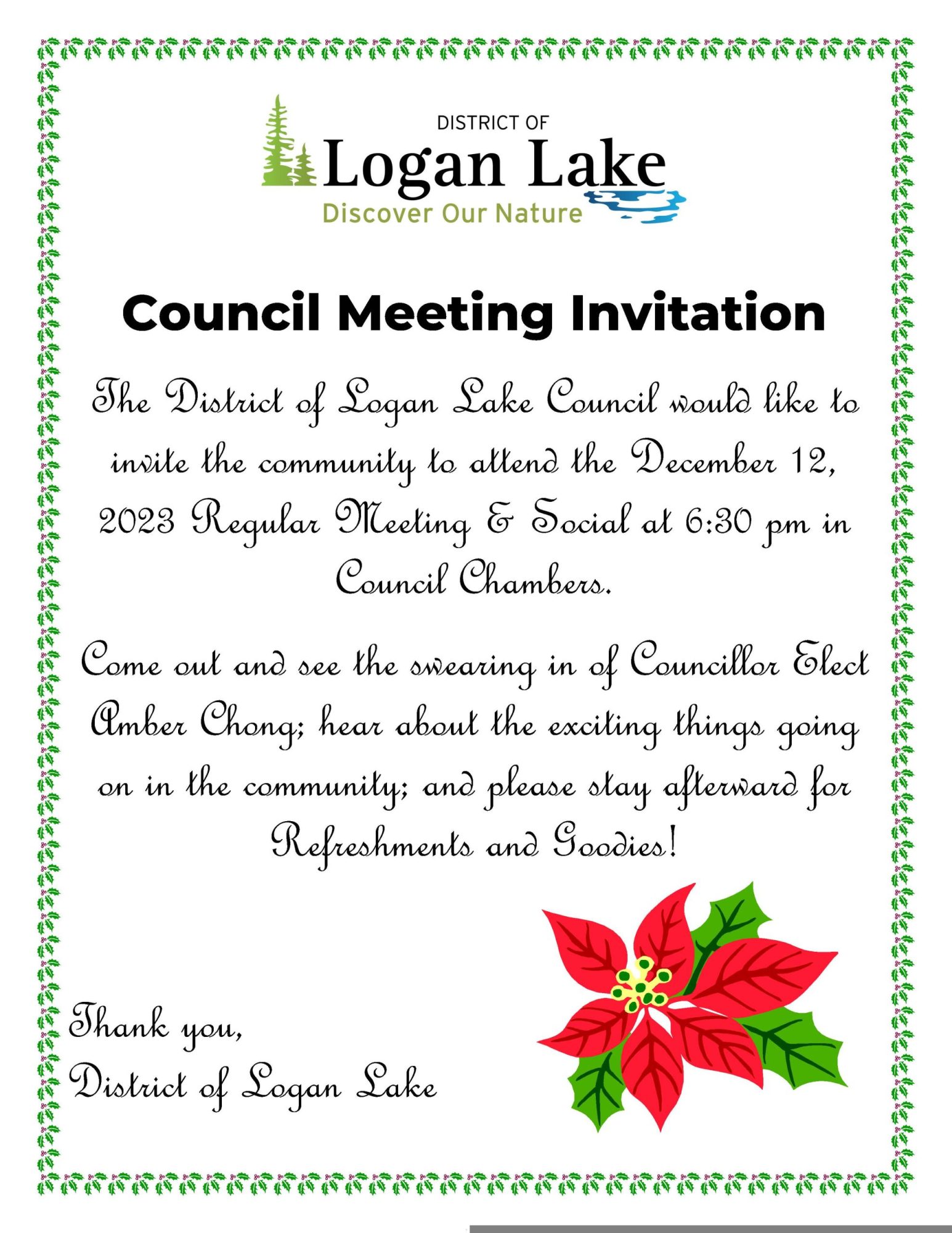 Invitation to Regular Council Meeting – December 12, 2023 : District of ...